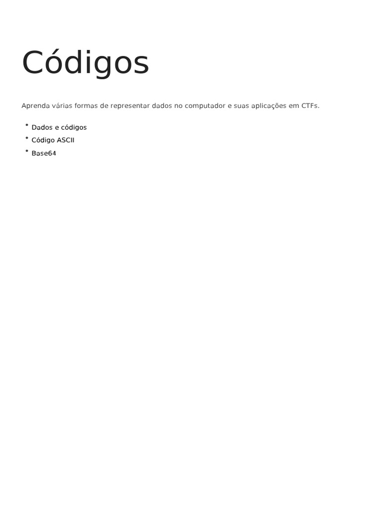 Códigos | PDF | Ascii | Informática