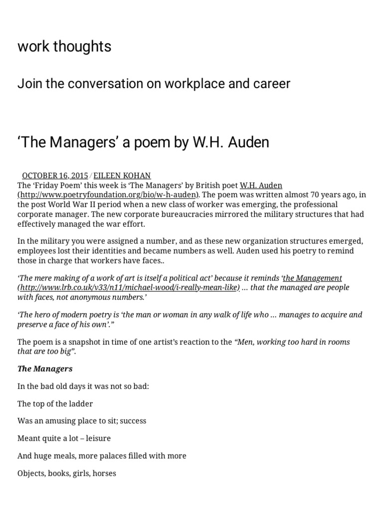 Work Thoughts: Join The Conversation On Workplace and Career | PDF