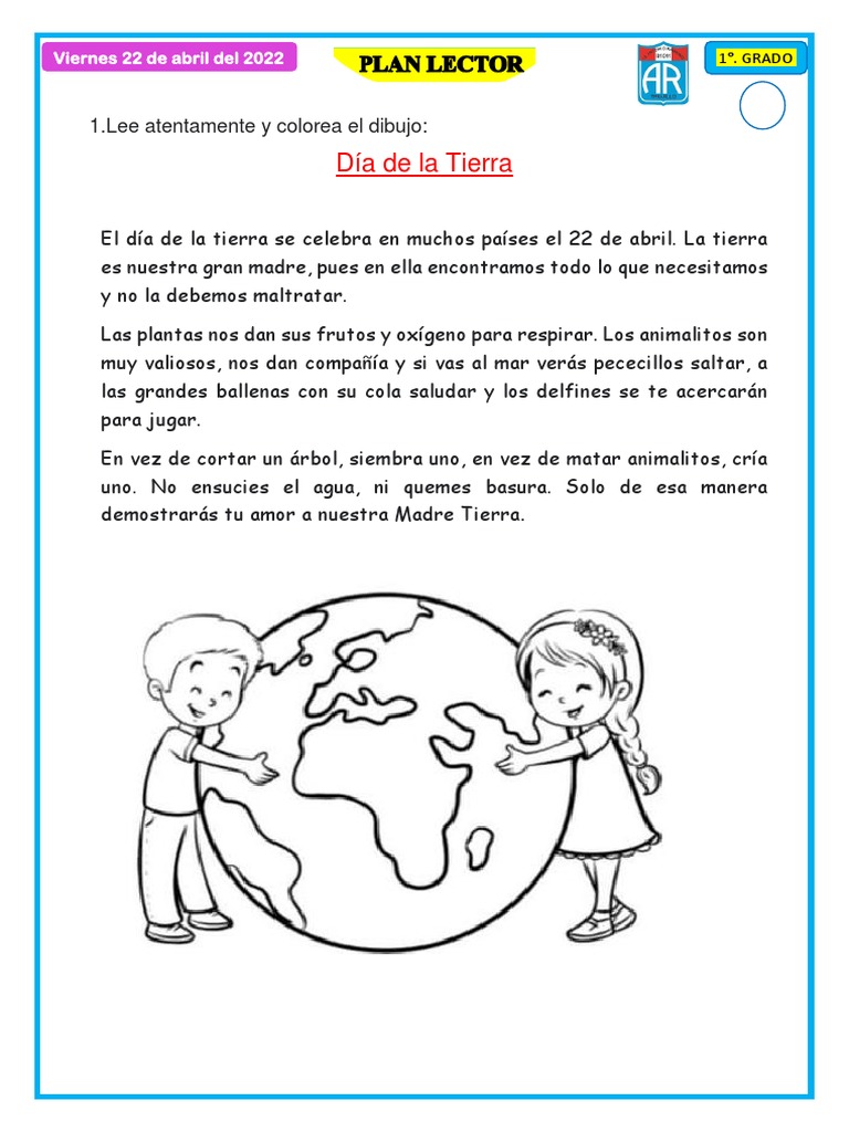 Hojas De Trabajo Del Día De La Tierra Para Primer Grado Día De La