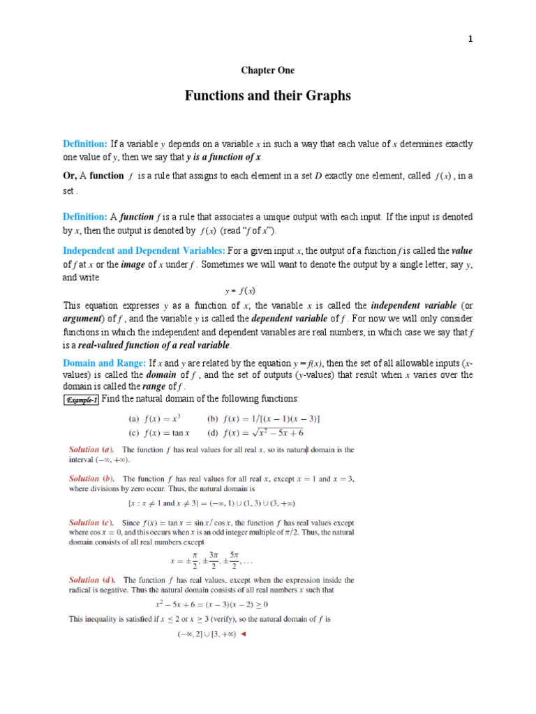 Chapter-1 Functions and Their Graphs | PDF | Function (Mathematics) | Polynomial