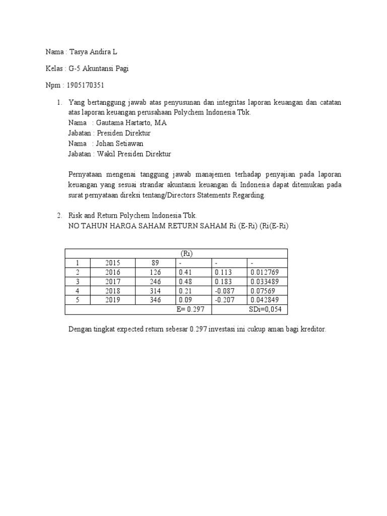 Tugas Analisa Keuangan (Tasya) | PDF | Pengelolaan Keuangan & Uang