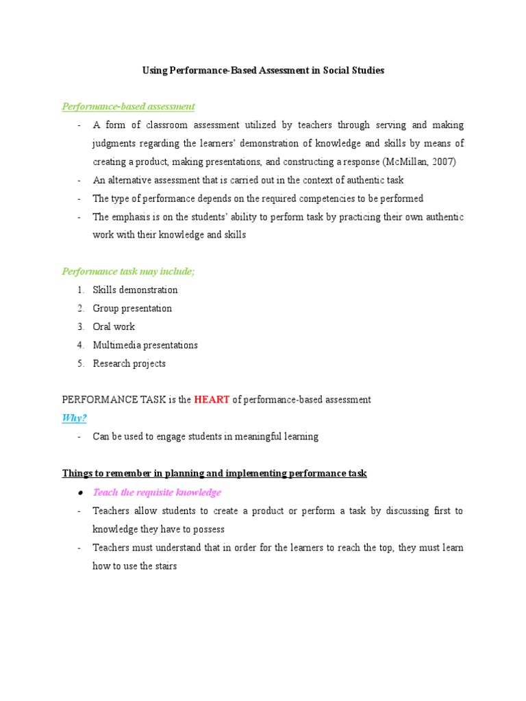 Using Performance-Based Assessment in Social Studies | PDF ...