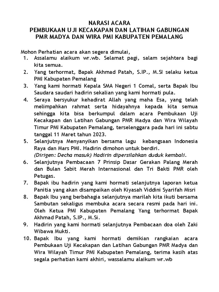 Teks MC Latgab Dan Uji Kecakapan Timur 2023 | PDF | Karier & Perkembangan