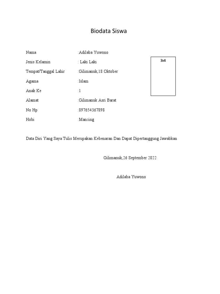 Biodata Kelas XII IPA | PDF