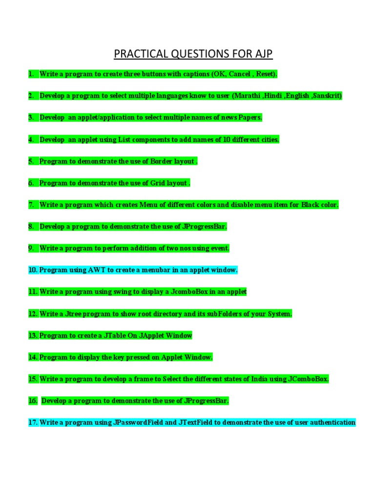 Practical Questions For Ajp | PDF | Business | Technology & Engineering