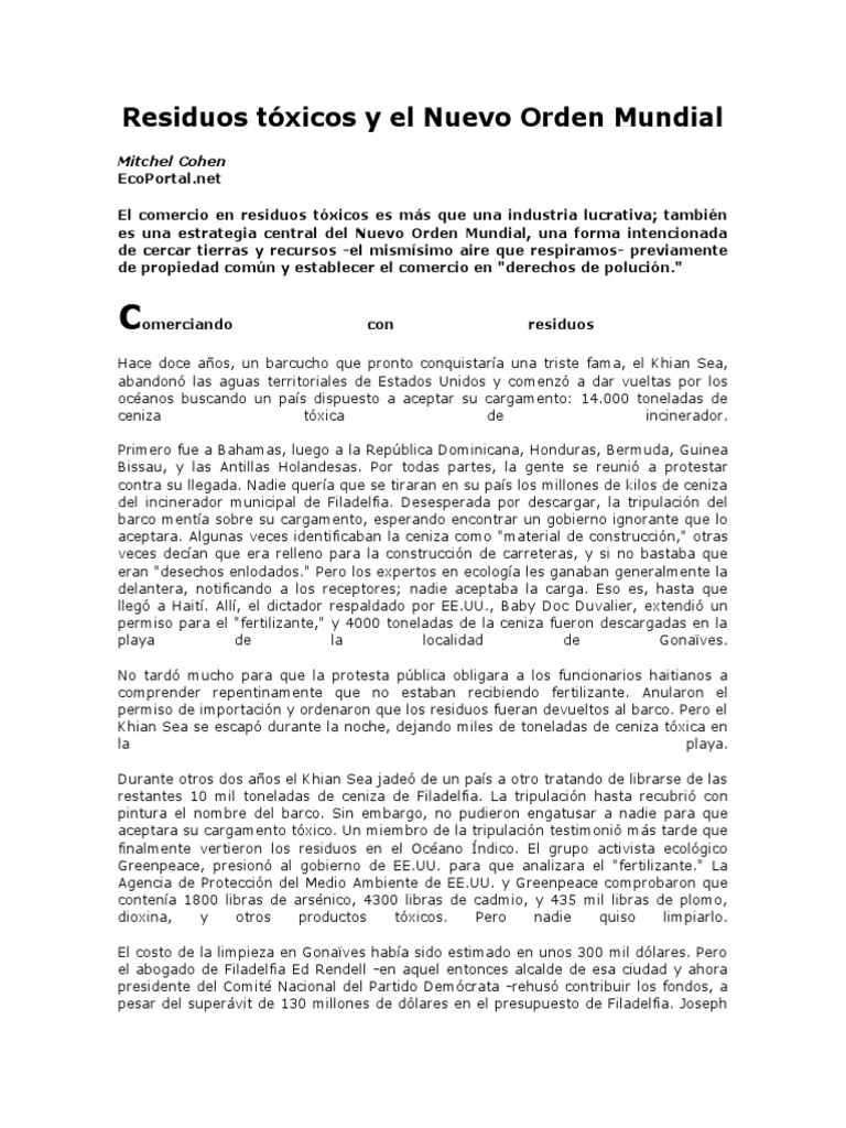 Residuos Toxicos | PDF | Residuos | Contaminación