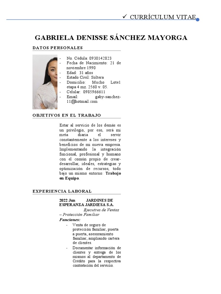Gabriela Denisse Sánchez Mayorga: Currículum Vitae | Descargar gratis ...
