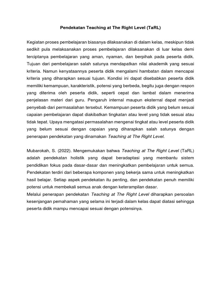 Pedekatan Teaching At The Right Level Pdf