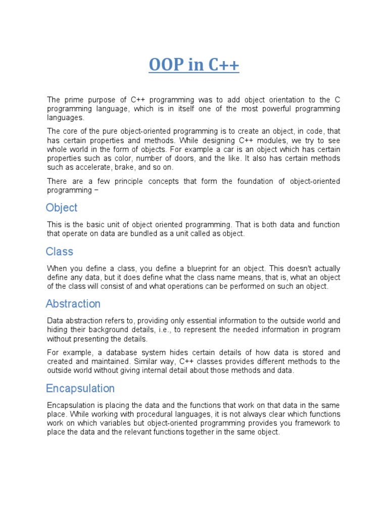 OOP in C++ Short Quentions | PDF | Class (Computer Programming ...