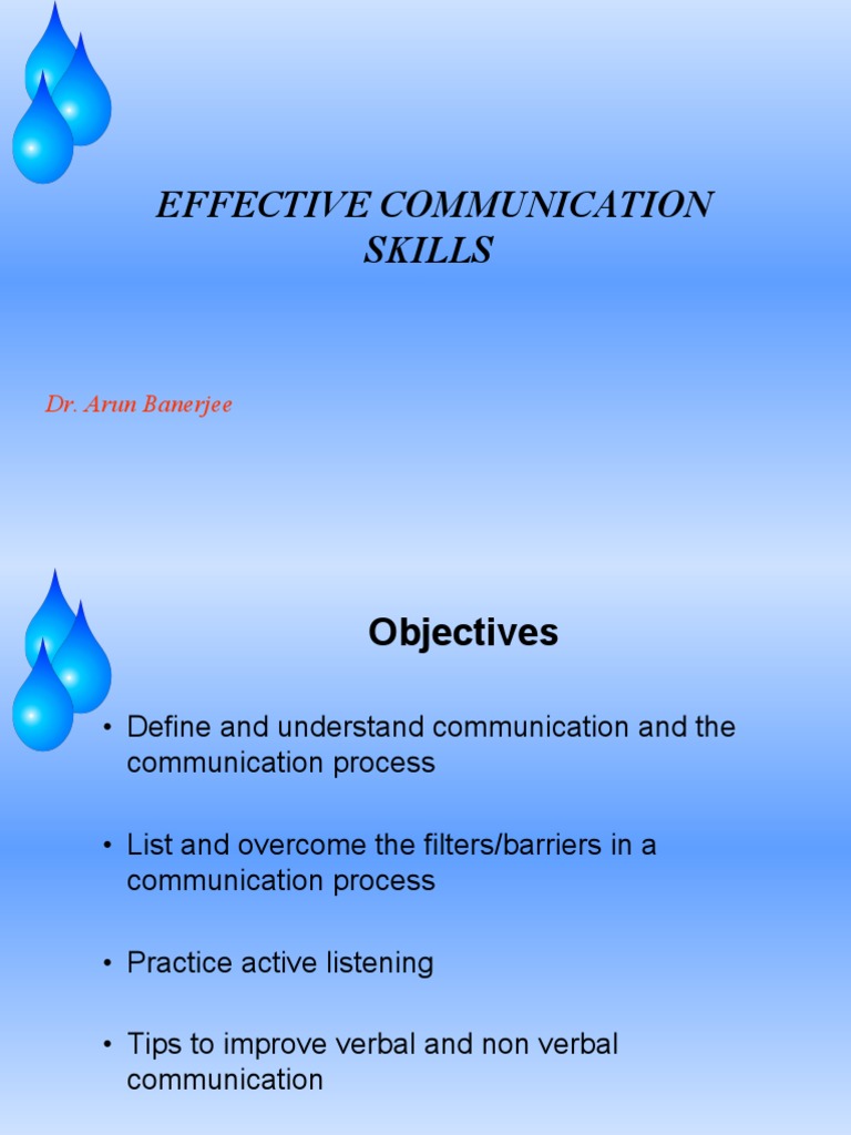 Effective Communication Skills: Dr. Arun Banerjee | PDF | Communication ...