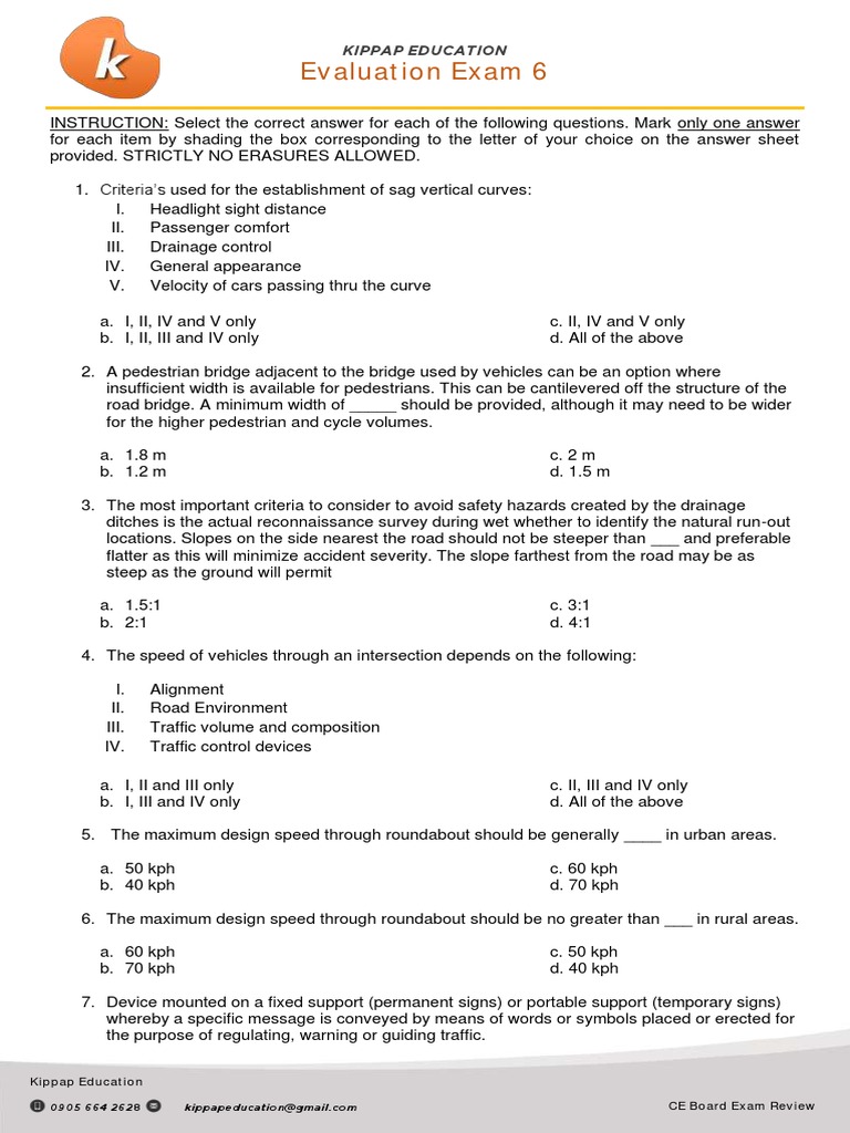 Evaluation Exam 6 | PDF | Road