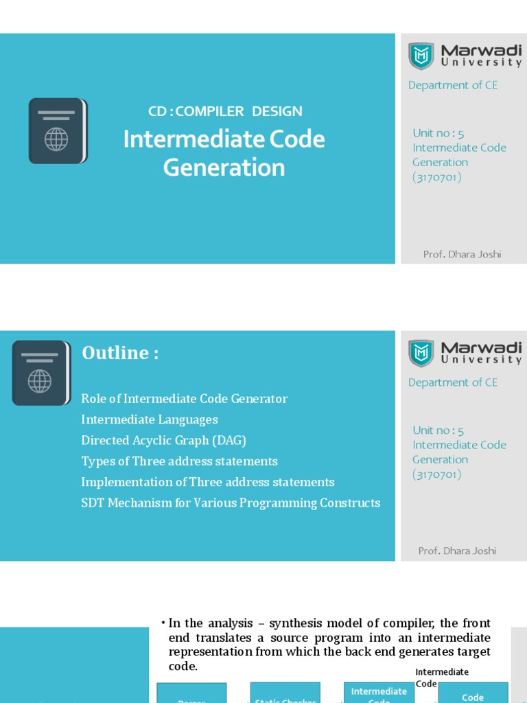 Intermediate Code Generation: CD: Compiler Design | PDF | Compiler ...