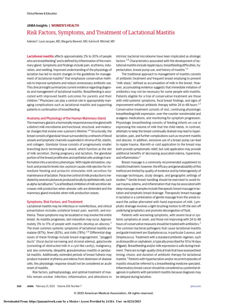 Lactational Mastitis | PDF | Lactation | Breast Milk