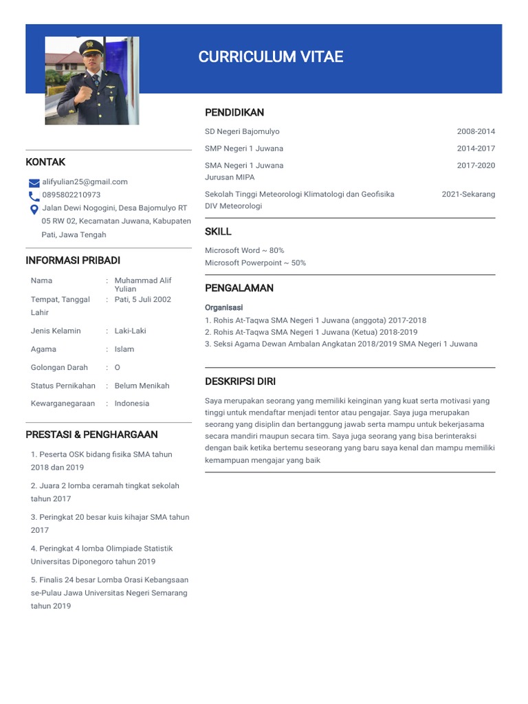 Curriculum Vitae Muhammad Alif Yulian | PDF