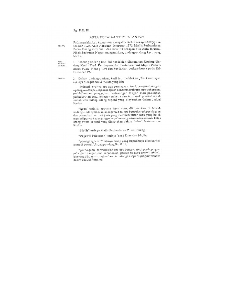 Undang-Undang Kecil Tred Perniagaan Dan Perindustrian MPPP 1991 | PDF