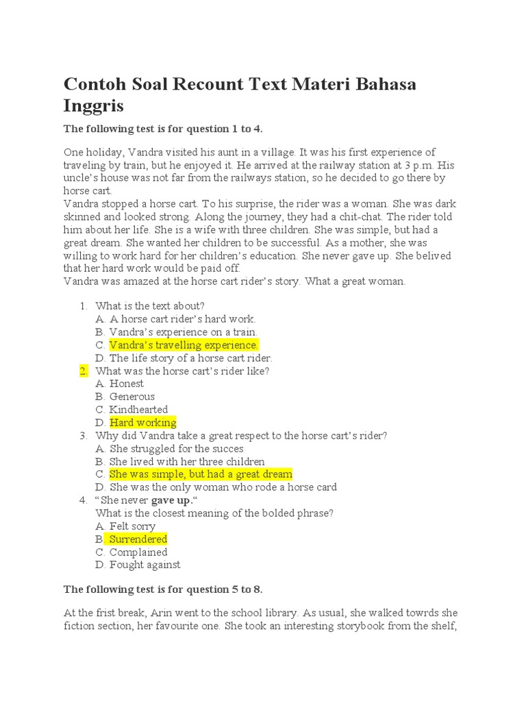 Contoh Soal Recount Text Materi Bahasa Inggris | PDF | Home Appliance | Kitchen Stove