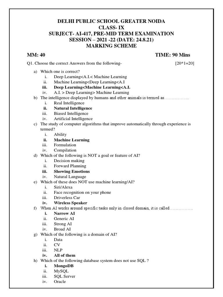 Ix - Ai - Pre Midterm (2021-22) - MS | PDF | Artificial Intelligence | Intelligence (AI) & Semantics