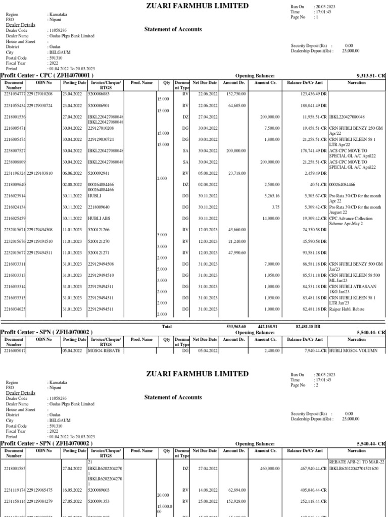 Statement of Accounts: Dealer Details | Download Free PDF | Debits And ...