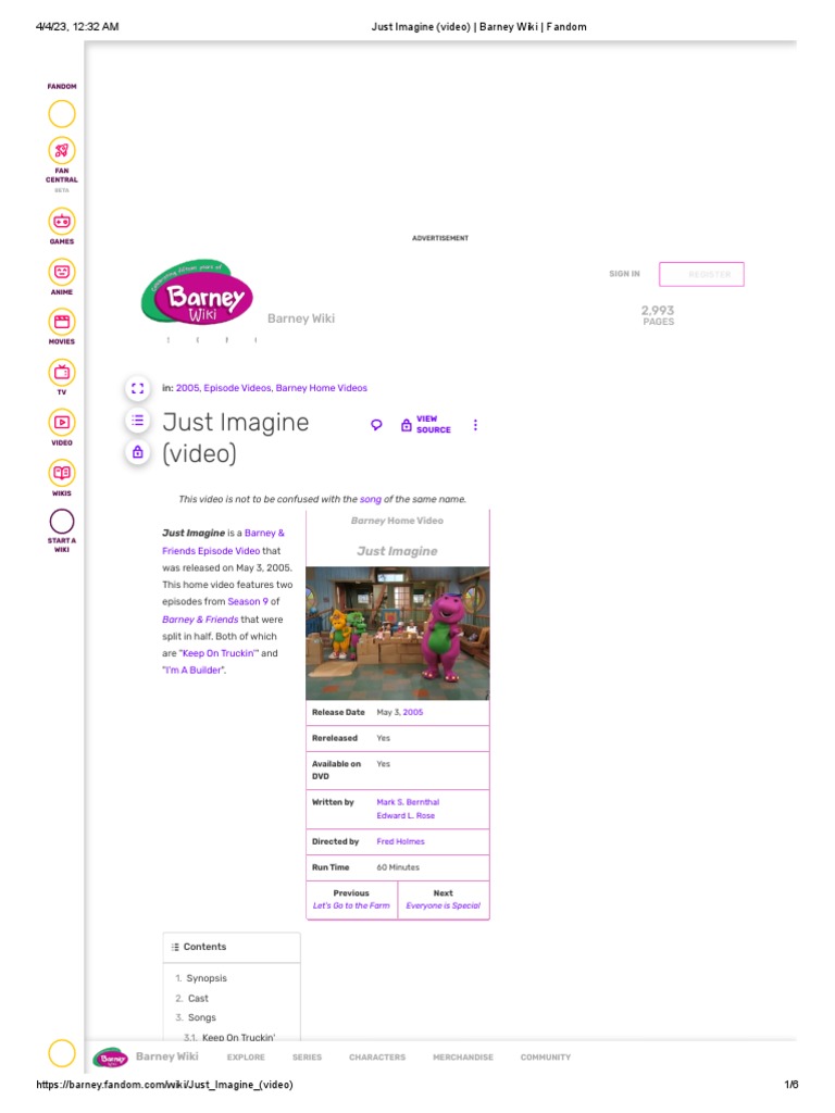 Just Imagine (Video) - Barney Wiki - Fandom | PDF | Fandom