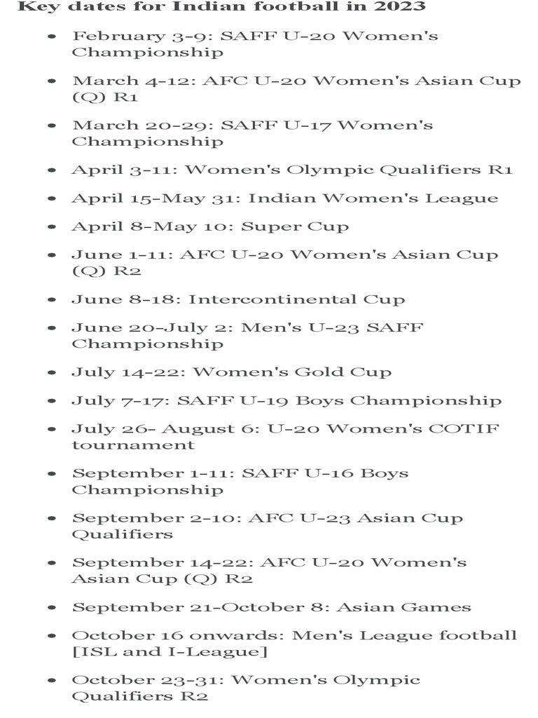 Indian Football in 2023 AIFF Calendar Promises M | PDF | Sports ...