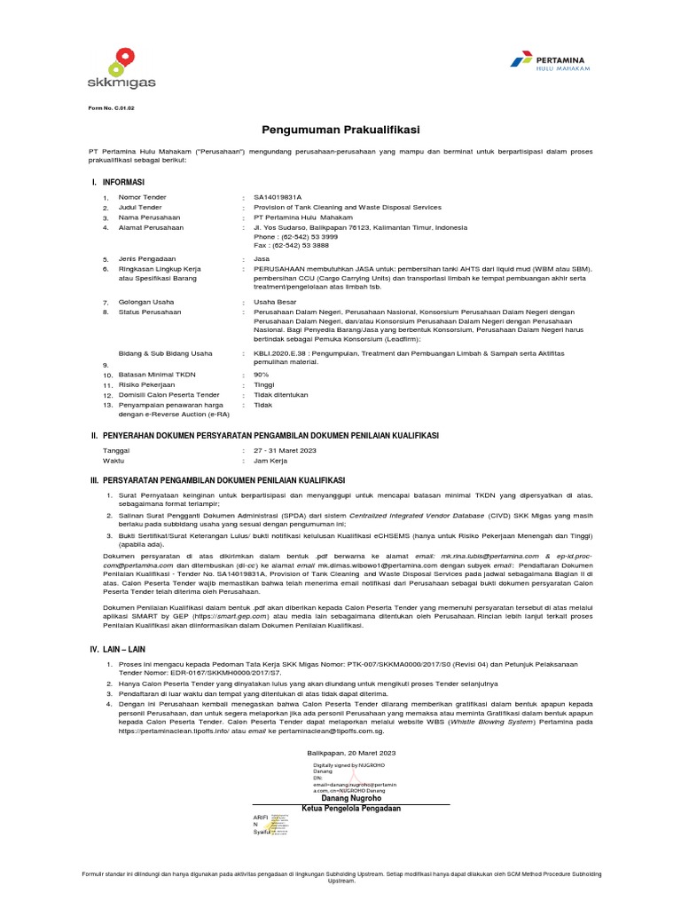 Provision of Tank Cleaning and Waste Disposal Services Tender | PDF | Bisnis