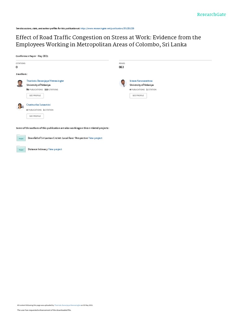 Traffic Congestion's Impact on Work Stress | PDF | Regression Analysis ...