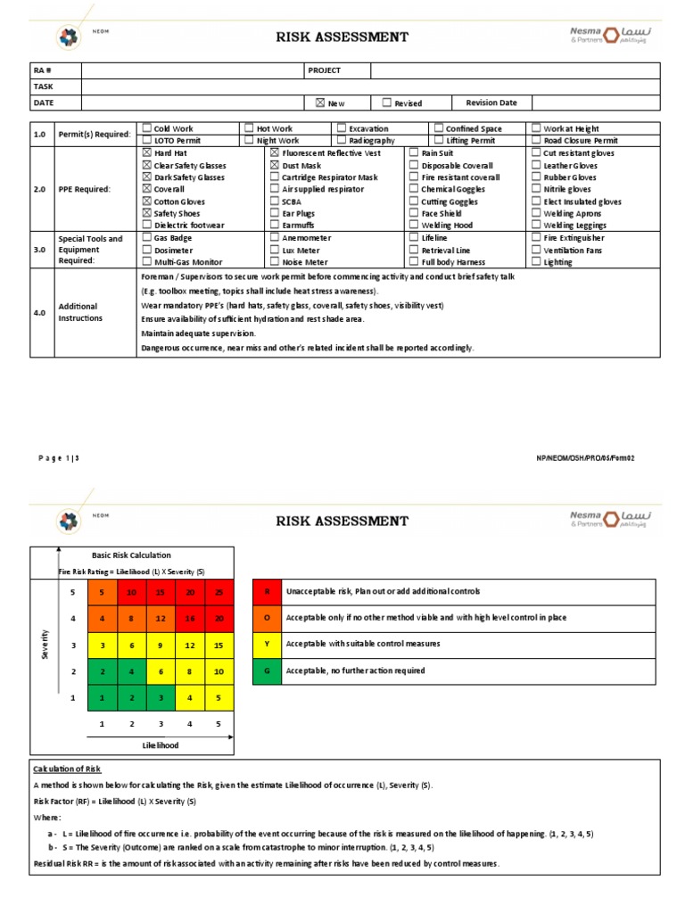 Risk Assessment (RA) Form Rev | PDF | Risk | Personal Protective Equipment