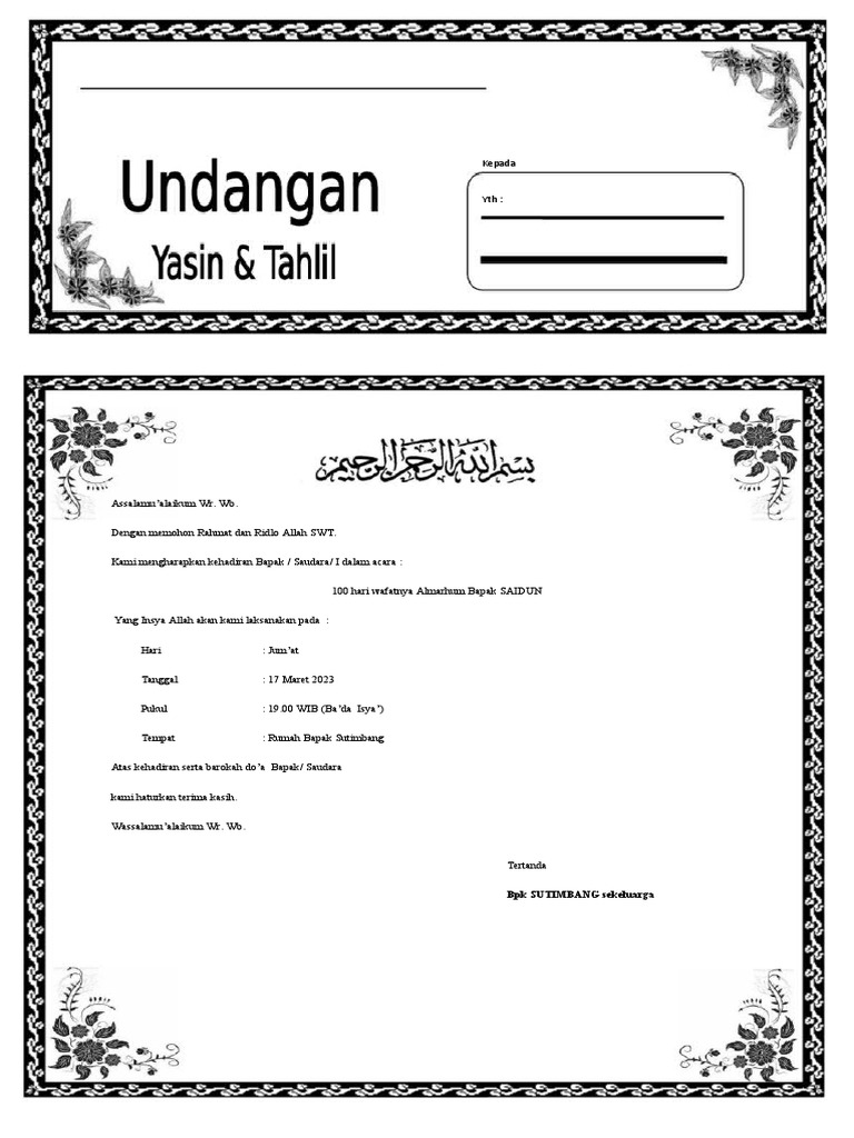 undangan tahlil | PDF