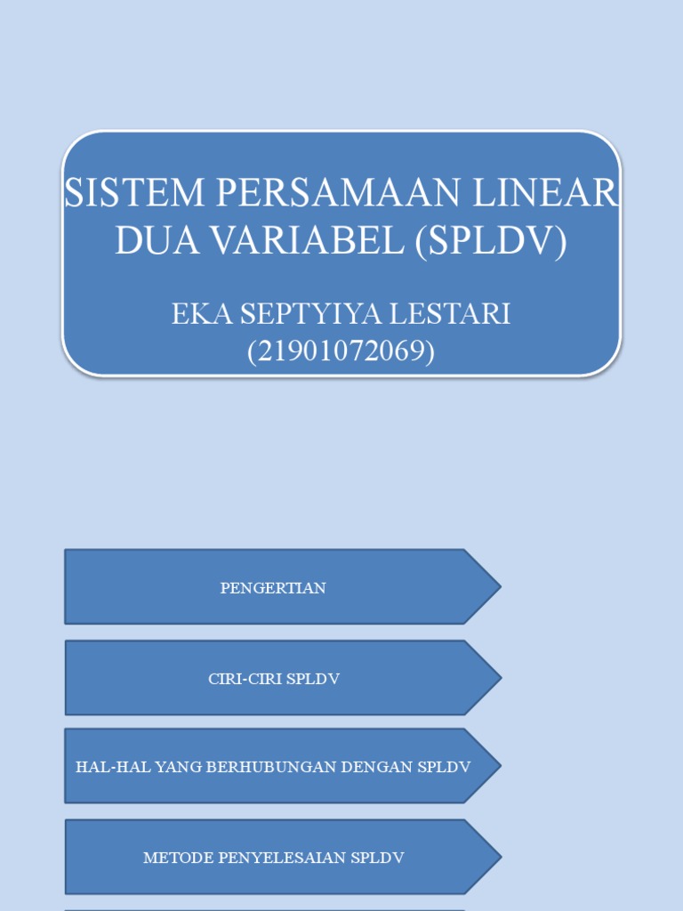Sistem Persamaan Linear Dua Variabel (SPLDV) | PDF