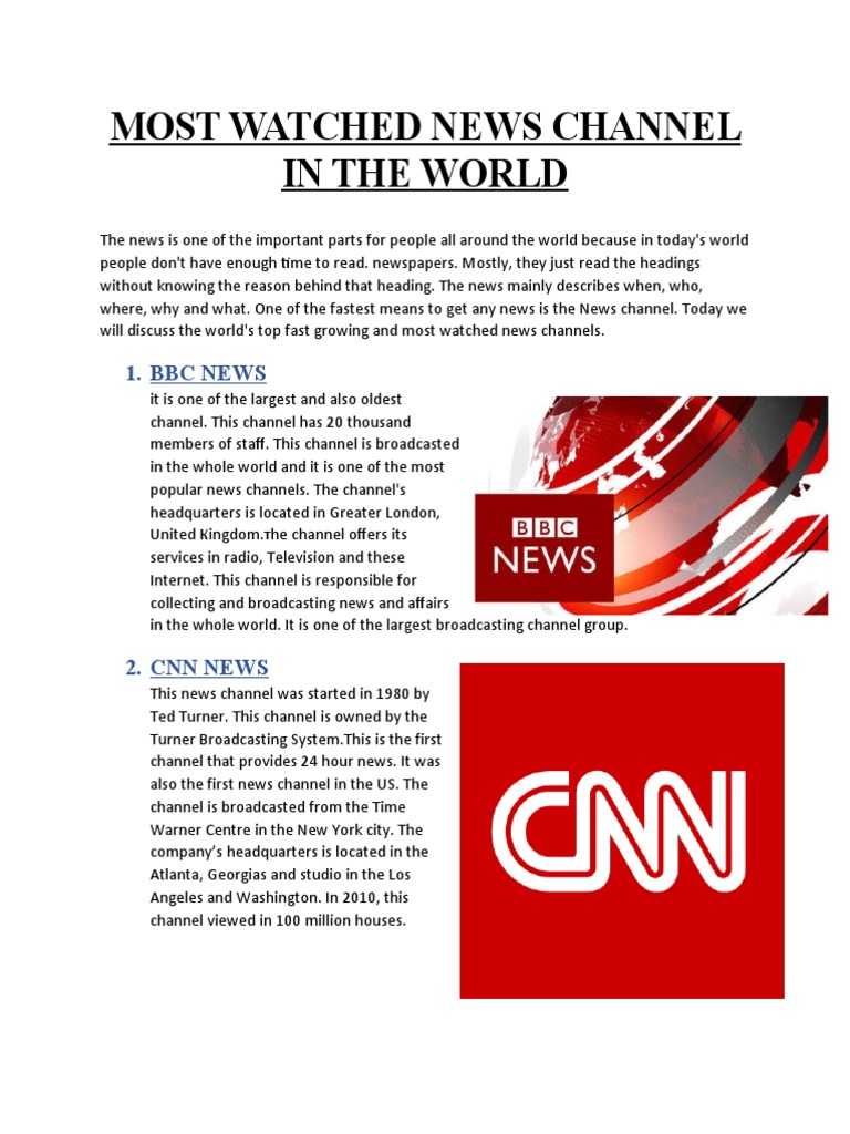 Top Global News Channels | PDF | News | Mass Media