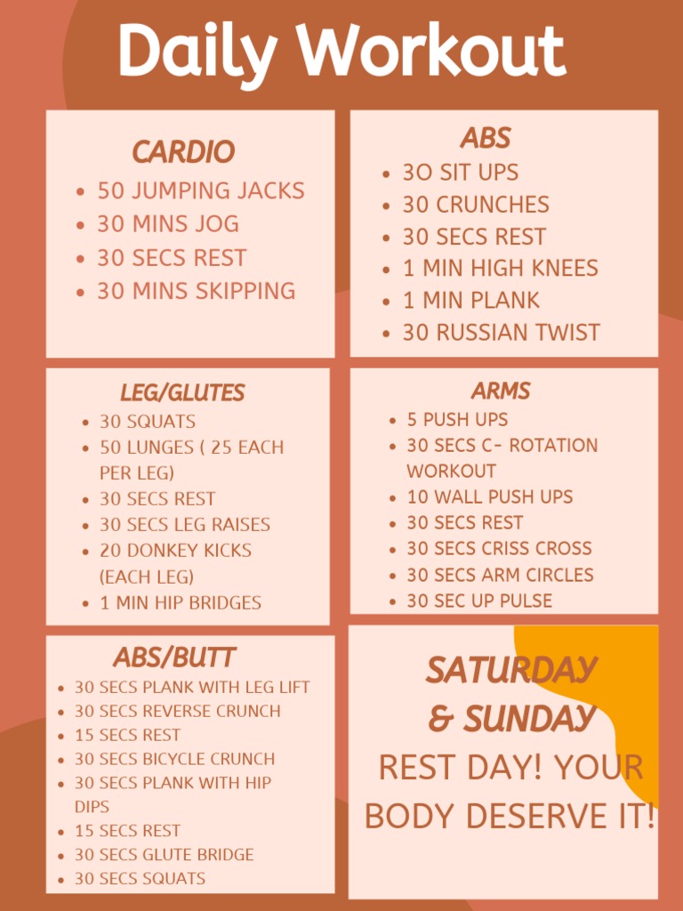 Orange Illustrated Daily Workout Planner | PDF