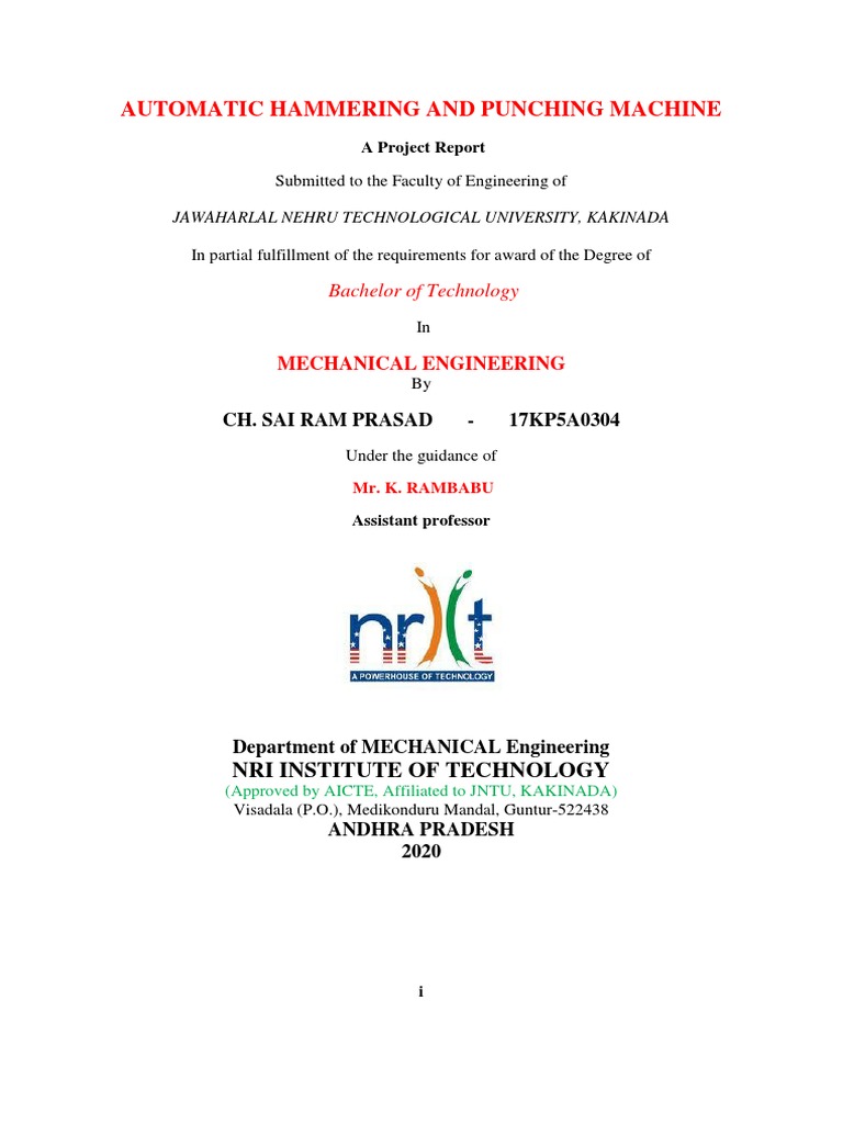 Design and Fabrication of an Automatic Hammering and Punching Machine | PDF | Electric Motor ...