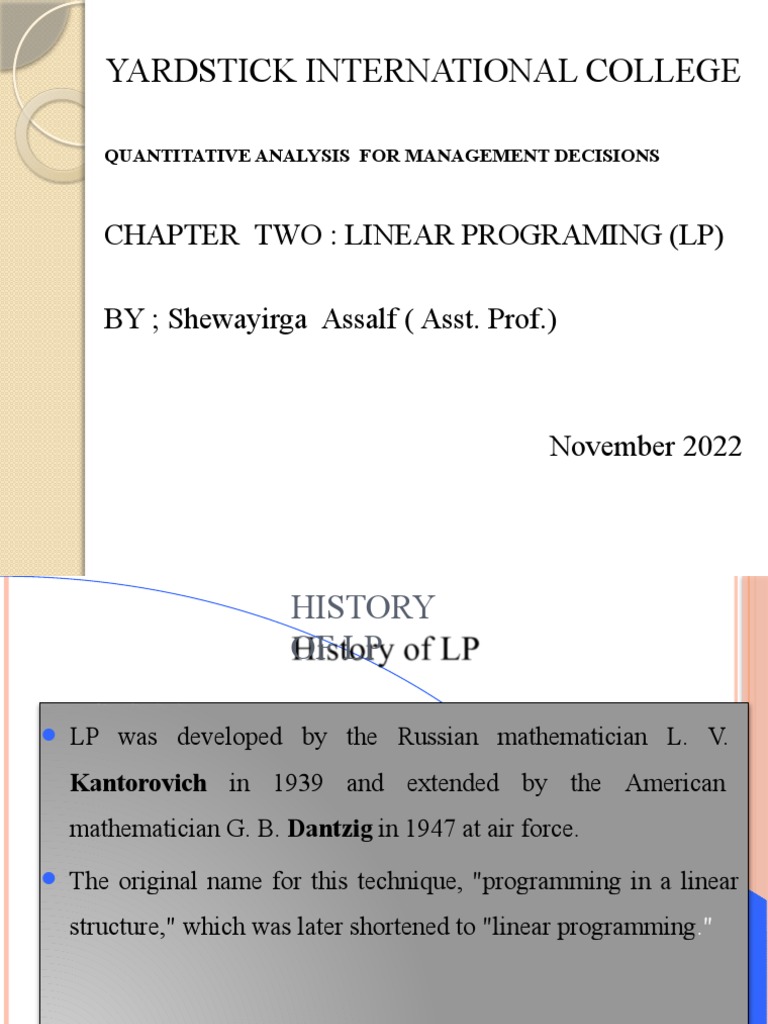 Linear Programming for Managers | PDF | Mathematical Optimization ...
