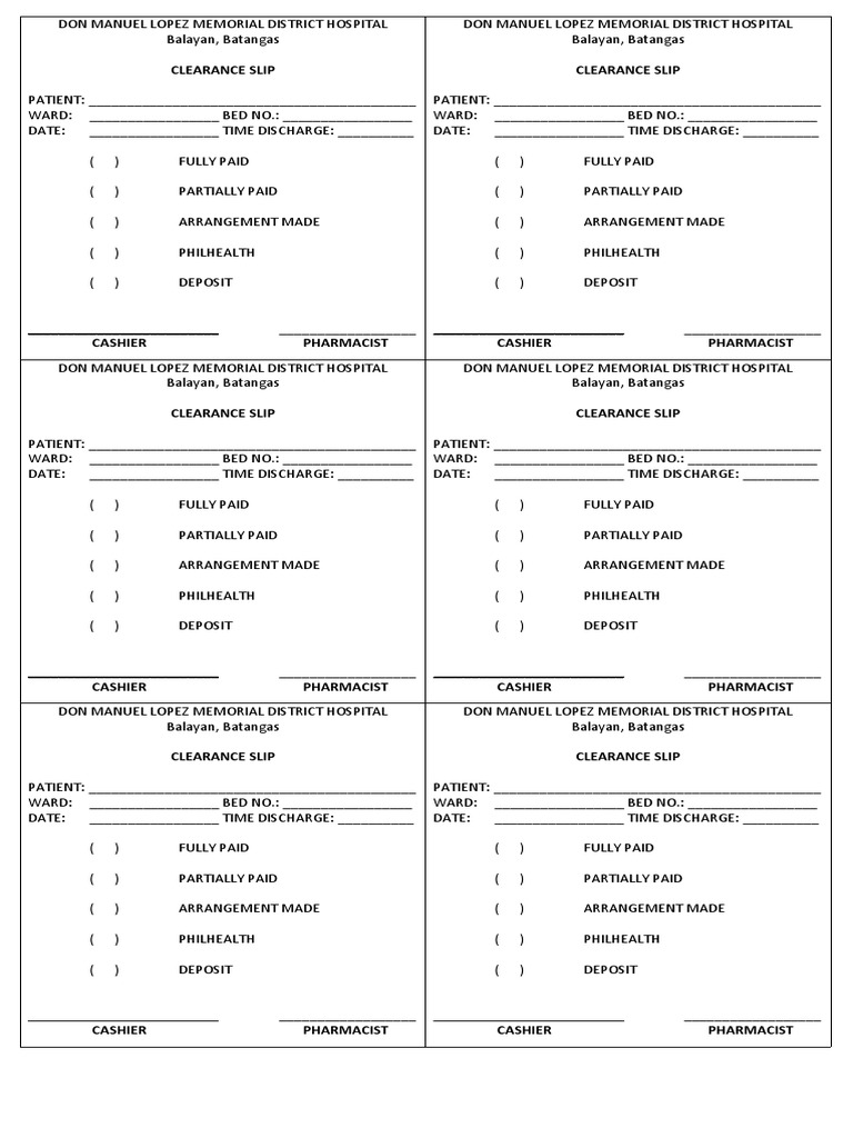 Clearance Slip | PDF | Health Care | Medicine