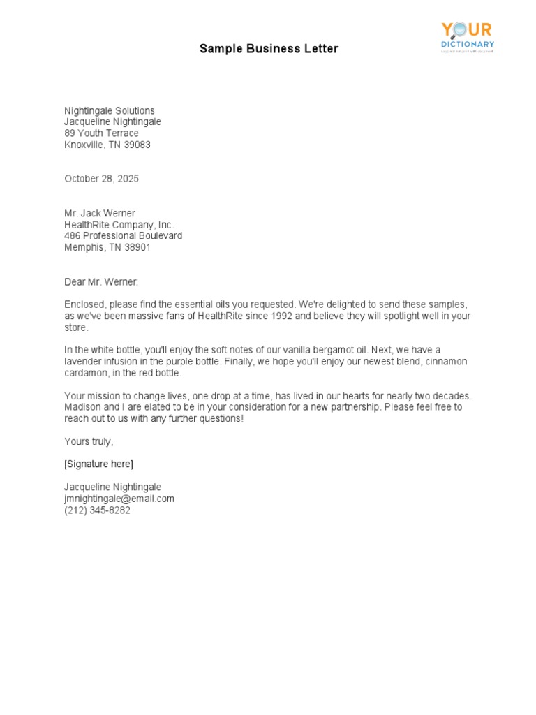 Sample Business Letter: (Signature Here) | PDF