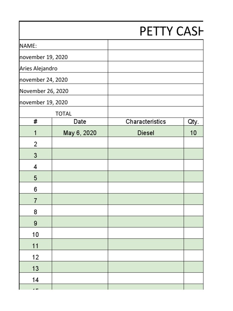 Petty Cash Form | PDF