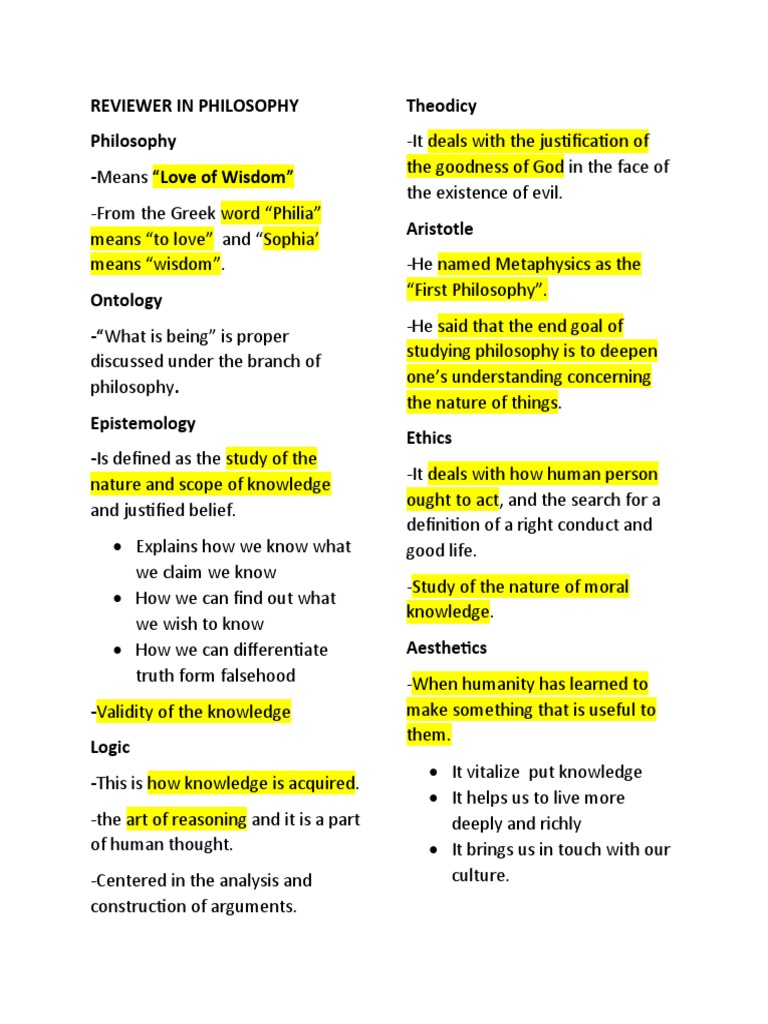 Reviewer in Philosophy Midterm | PDF | Knowledge | Phenomenology (Philosophy)