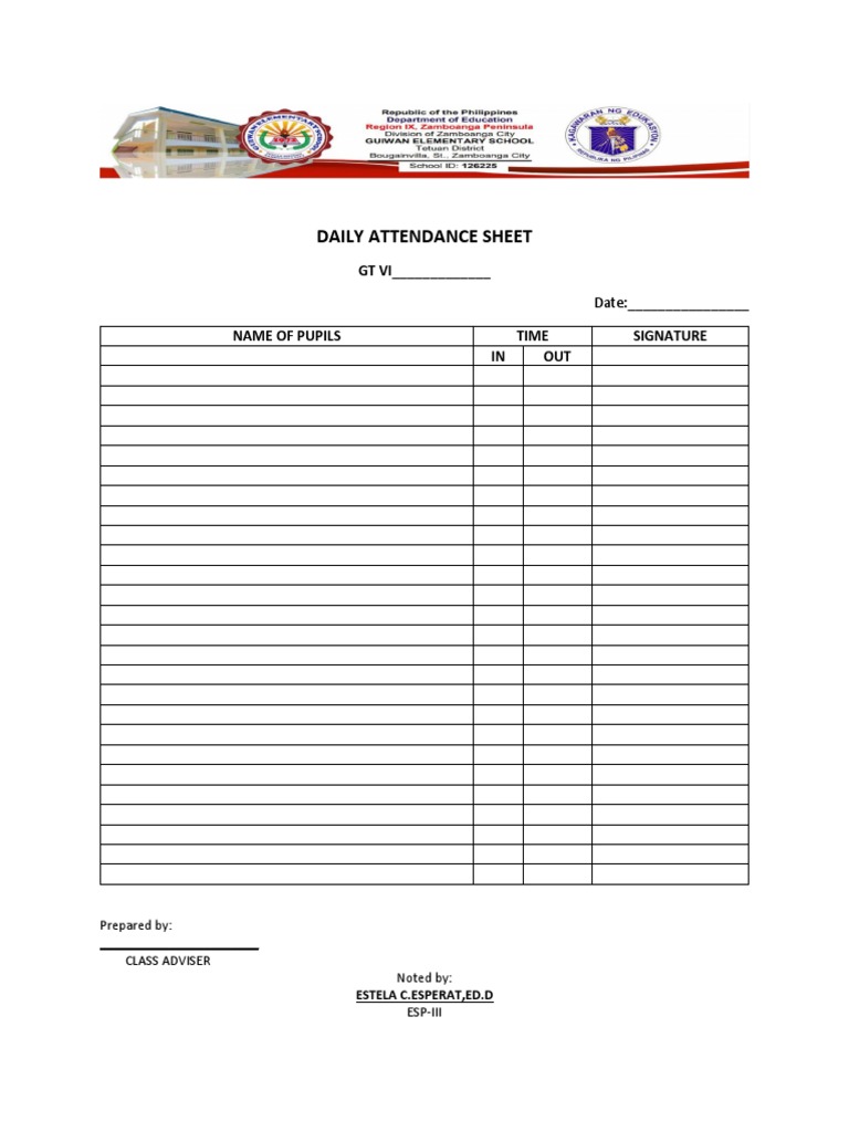 Daily Attendance Sheet | PDF