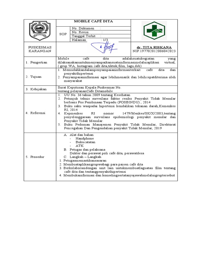 Sop Online Cafe Dita | PDF
