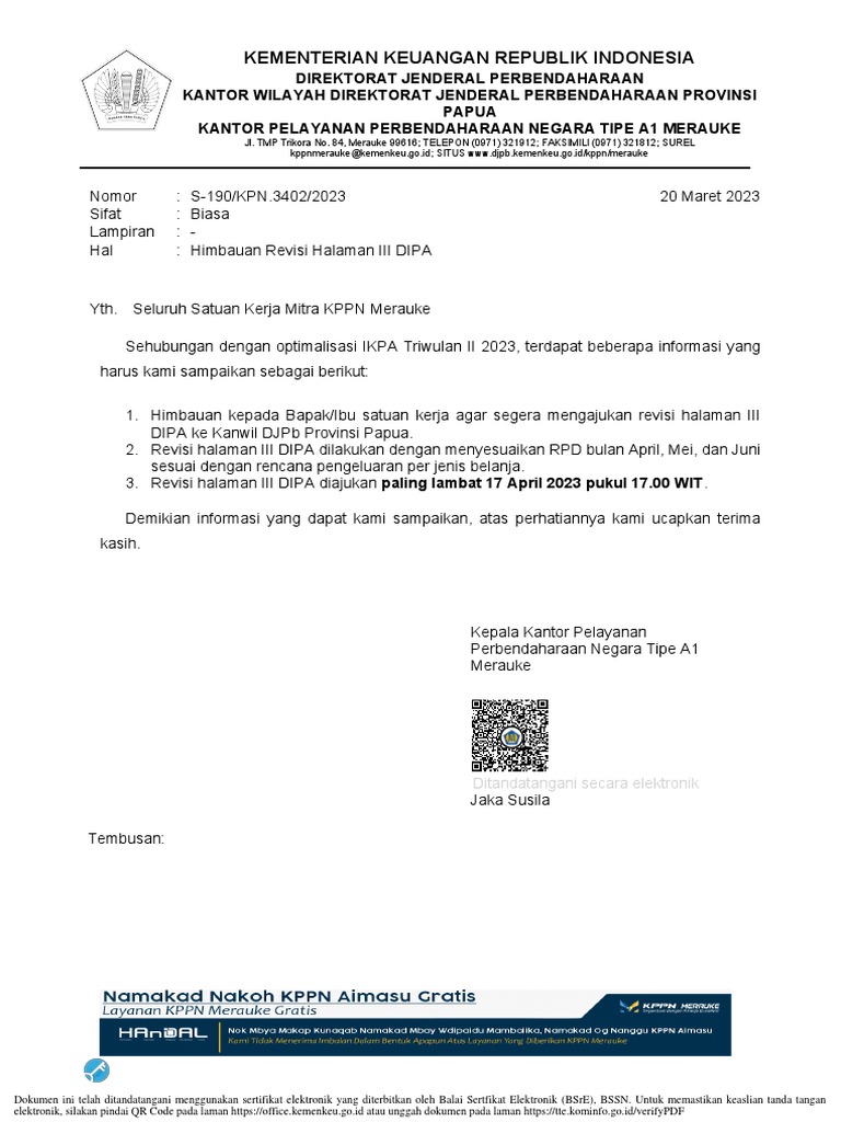 Himbauan Revisi Halaman III DIPA | PDF Himbauan Revisi Halaman III DIPA | PDF