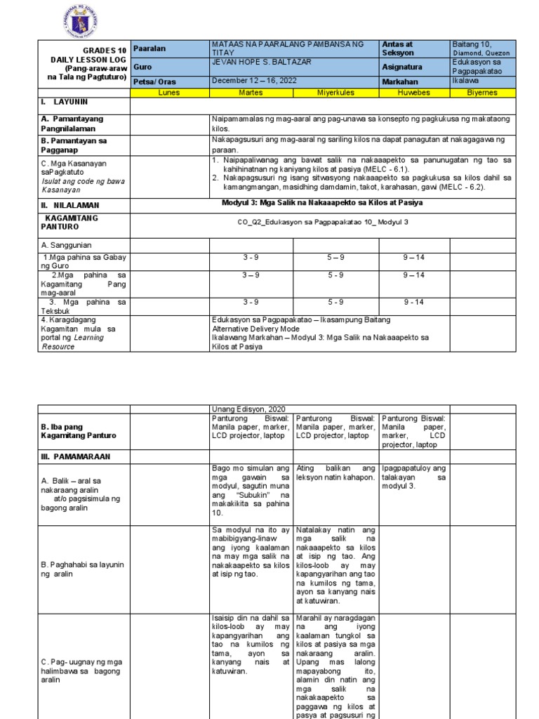 FINAL EsP DLL 10 Q2_MOD_3 | PDF