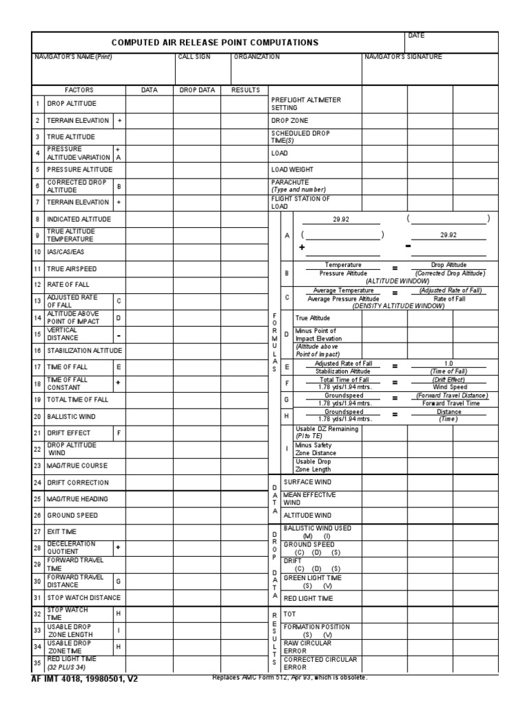 Computed Air Release Point Computations: Print) | PDF | Altitude | Aviation