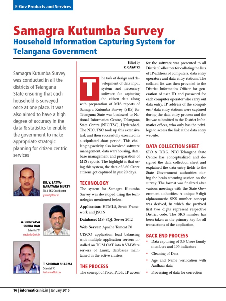 Capturing Household Data for Strategic Government Planning: An Overview of Telangana's Samagra ...