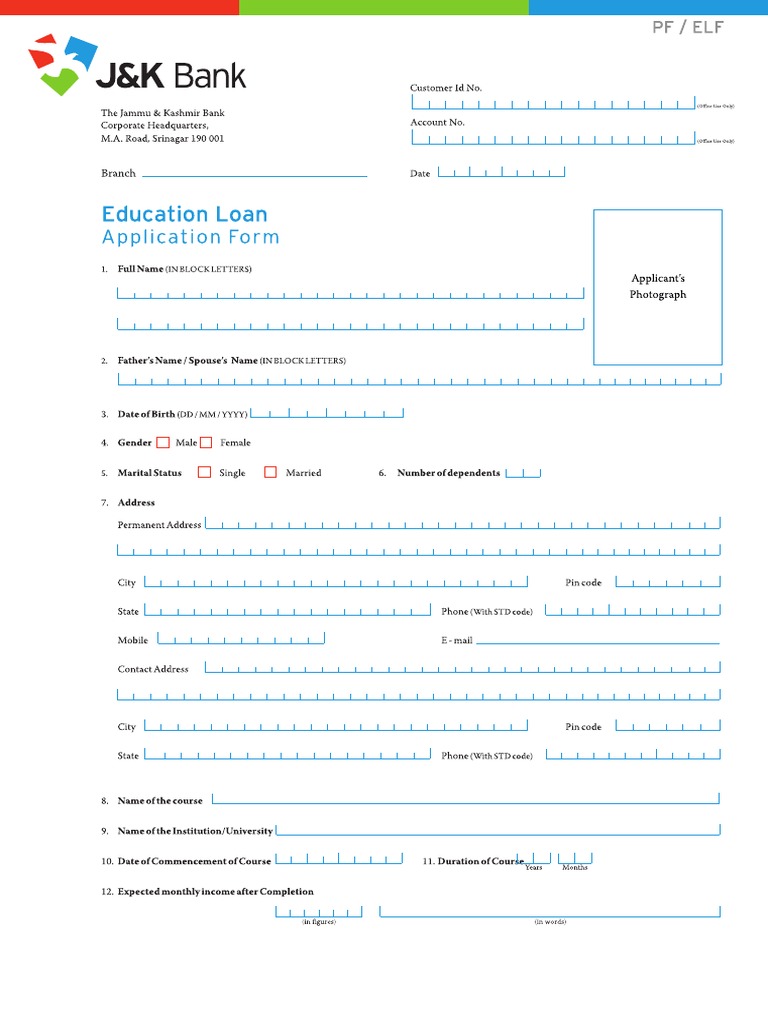 Education Loan Form | PDF