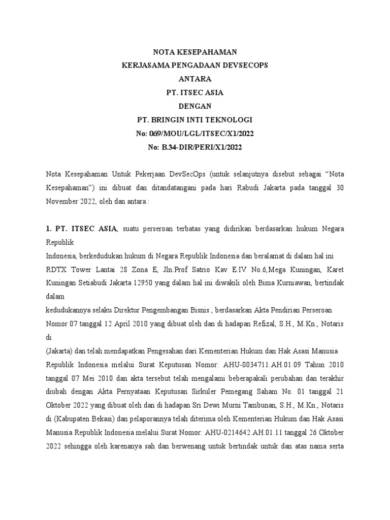 Nota Kesepahaman | PDF