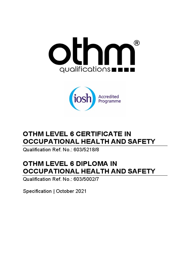 OTHM Level 6 Occupational Health and Safety Spec 2021 10 | PDF ...