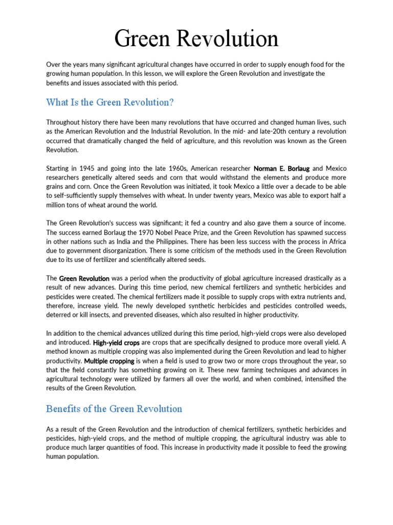 What Is The Green Revolution? | Download Free PDF | Green Revolution ...