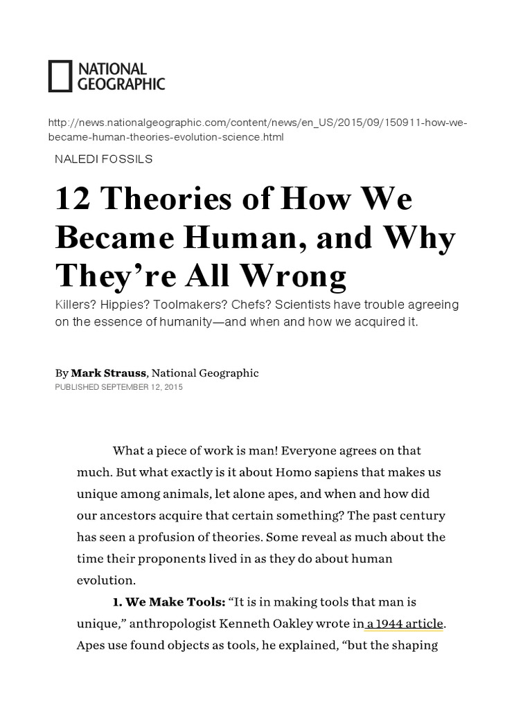 12 Theories of How We Became Human and Why They’re All Wrong | PDF