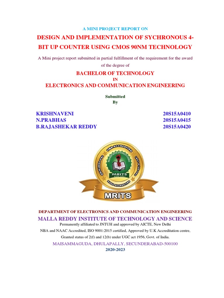 Design and Implementation of Sychronous 4-Bit Up Counter Using Cmos 90Nm Technology | PDF ...
