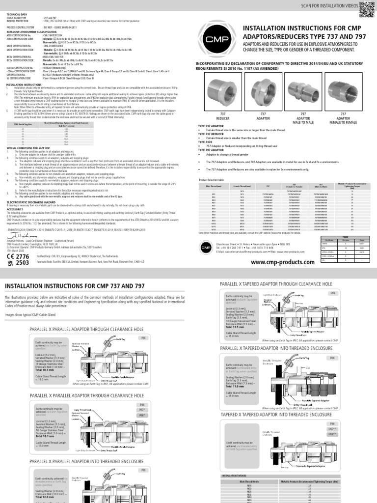 Installation Instructions and Product Information for CMP Cable Glands ...